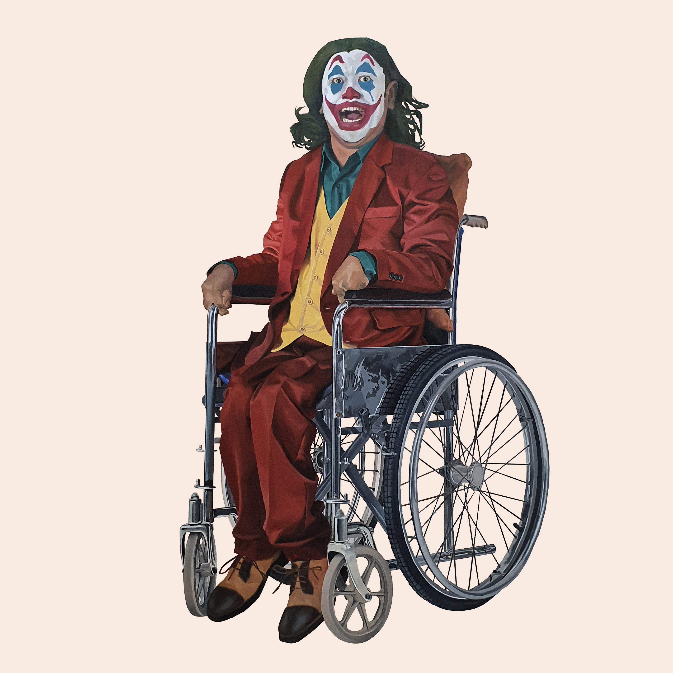 “Portrait of Faisal Rusdi as The Joker” (in progress), 100 x 100 cm ...